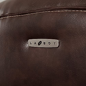 La-Z-Boy Hyland Executive Office Chair with AIR Technology, Adjustable High Back Ergonomic Lumbar Support, Mahogany Wood Finish, Bonded Leather, Brown