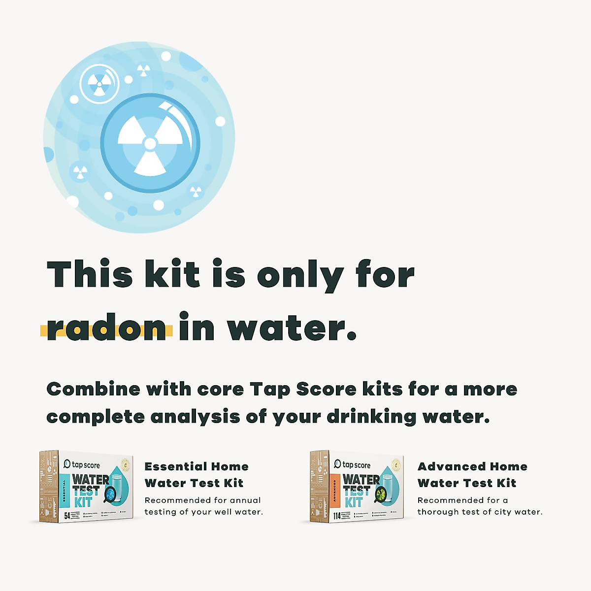 Tap Score Radon in Water Test Kit | Well or City | Full Report | EPA Certified Drinking Water Labs | #1 Best Home Water Test 2022 | 100% Unbiased