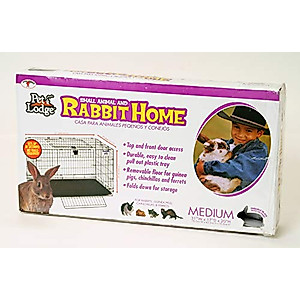 Pet Lodge® Rabbit Cage | Portable Wire Pop-Up Cage | Easy to Clean Pull Out Floors | Indoor Small Animal Cage | Medium