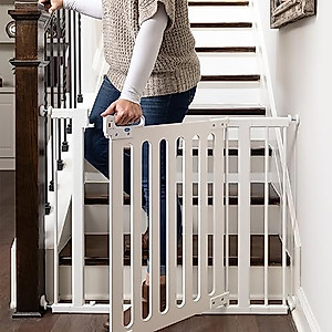 Qdos Safety Spectrum Designer Baby Safety Gate - Meets Tougher European Standards - Modern Design and Unparalleled Safety - Furniture Grade Wood - Simple Installation | Pressure Mount | White