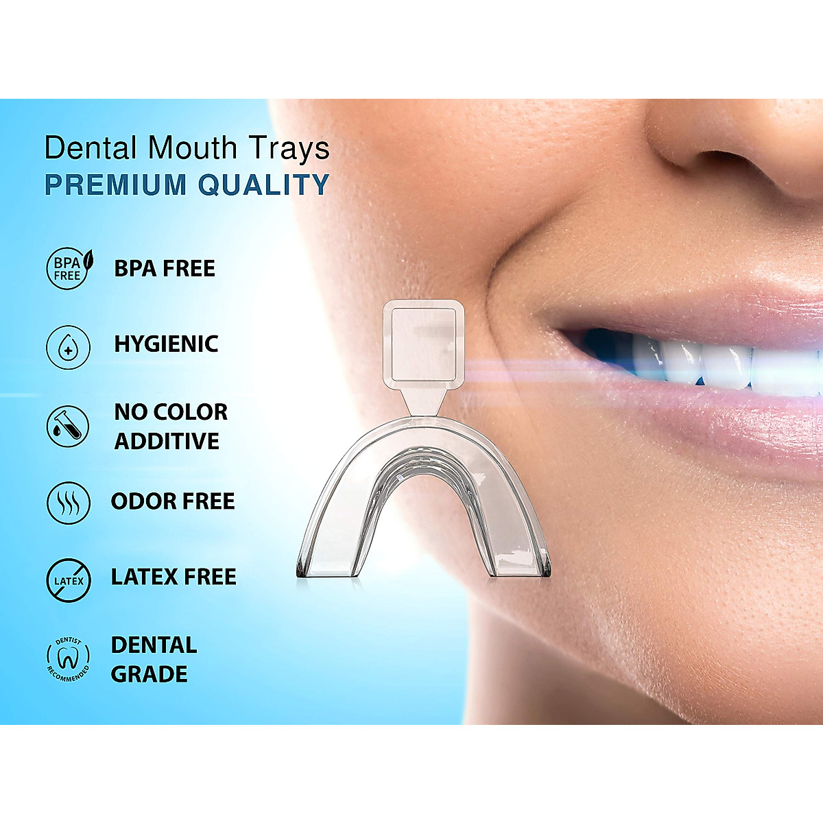 NovaWhite Teeth Whitening Trays - Moldable, Trimmable, Custom Fit, Comfortable, BPA FREE, Latex Free, Dental Grade Guard - (4) Mouth Trays, Hygienic Case – Easy to Mold, Mouth Tray for Tooth Whitening