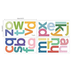 DECOWALL DW-1908 Pattern Alphabet Kids Wall Stickers Wall Decals Peel and Stick Removable Wall Stickers for Kids Nursery Bedroom Living Room d?cor