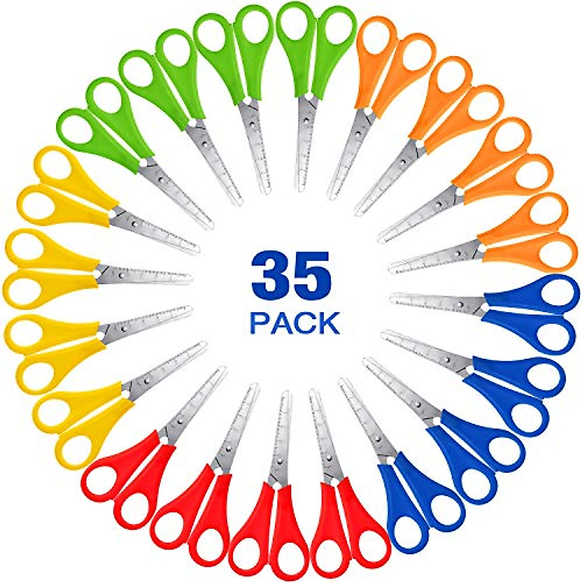 35 Pieces Multipurpose Scissors 2 Inch Blunt Tip Scissors Stainless Steel Paper Scissors with Comfort-Grip Handles for School Office Home, Class Scissors