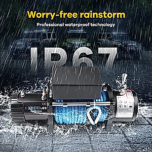 12V 13000LBS Electric Winch Synthetic Rope Truck For Jeep 13000LB Trailer 4WD