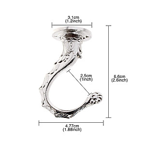 Penck Swag Hooks for Ceiling Hanging - Decorative Ceiling Hooks for Hanging Plants - Heavy Duty Hooks with Hardware for Ceiling Installation Cavity Wall Fixing, Silver, 2-Pack