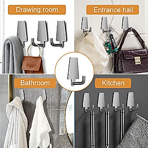 SYJINGLINK Wall Hooks for Hanging,Bath Towel Hooks ，Heavy Duty Waterproof Stainless Steel Hook,Modern Coat Hooks (Pine Hook (Silver) 8pcs)