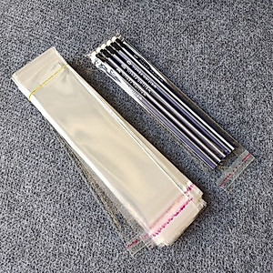 300ct 3x11" Long Self Sealing Cello Bags Clear Cellophane Bags 1 Mil Resealable Poly Bags for Utensils Bakery Cookies Candy Christmas Gifts Necklace Jewelry 5 Sizes to Choose from