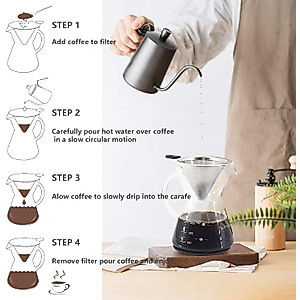 Pour Over Coffee Maker with Stainless Steel Filter, Borosilicate Glass Carafe Manual Coffee Dripper Brewer with Handle, No Paper Filters Needed Hand Drip Coffee Maker (13.5 OZ for 3 Cups)