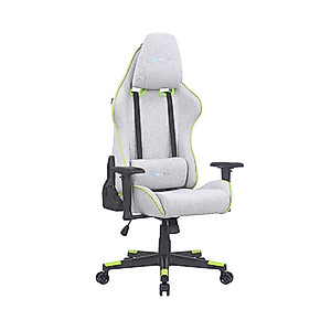 Newskill Kitsune Zephyr Series Gaming Chair Finished in Ultra-Breathable Fabric with Adjustable Armrests and Reclining up to 180° – Grey and Green