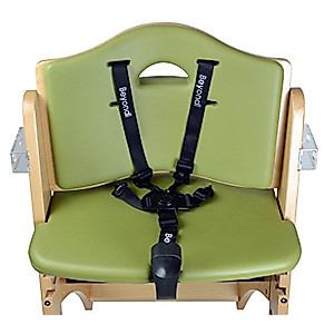 Abiie Beyond Wooden High Chair with Tray. The Perfect Adjustable Baby Highchair Solution for Your Babies and Toddlers or as a Dining Chair. (6 Months up to 250 Lb) (Natural Wood - Olive Cushion)