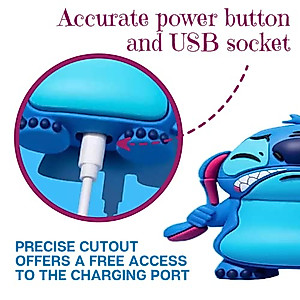 Stitch AirPods Pro Case Soft Silicone Shockproof Cover for Apple Airpods Pro 3D Cute Cartoon Creative Fun Stitch Airpod Case with Keychain Design for AirPods Pro Charging Case