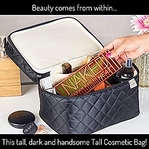 Ellis James Designs Large Travel Makeup Bag for Women - Black Make Up Bag for Women - Travel Cosmetic Bag - Makeup Case Gifts for Women, Makeup Organizer Bag, Travel Toiletry Bag for Women