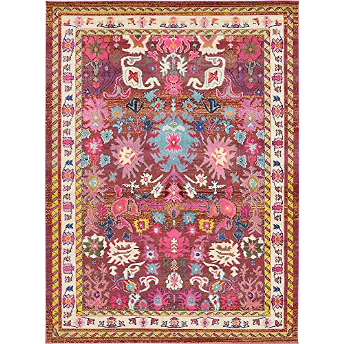 Rugs.com Fleur Collection Rug – 8' x 11' Multi Medium-Pile Rug Perfect for Living Rooms, Large Dining Rooms, Open Floorplans