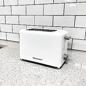 Elite Gourmet ECT-1027# Cool Touch Toaster, 7 Toast Settings Cancel Functions, Slide Out Crumb Tray, Extra Wide 1.5" Slots for Bagels Waffles Specialty Breads, Puff Pastry, Snacks, White