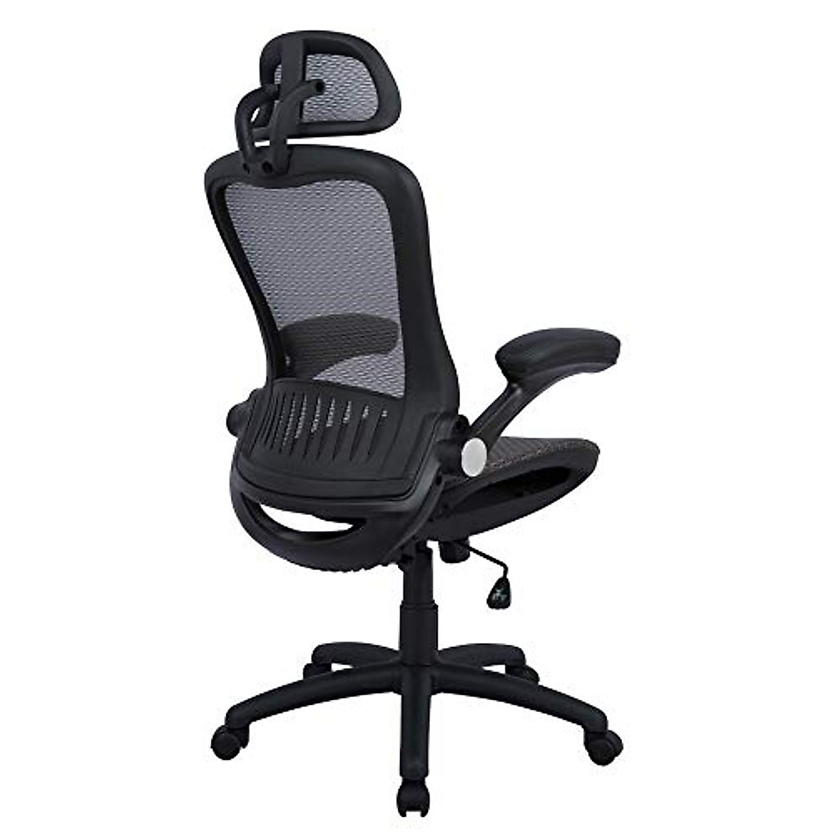 Amazon Basics Adjustable High-Back Mesh Chair with Flip-up Arms and Head Rest – Grey