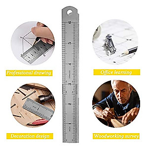 6 Inch Stainless Steel Ruler Flexible Aluminum Ruler for Excellent Precision and Accuracy 2 Pack.