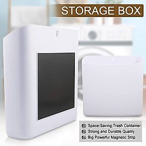 Picowe Magnetic Laundry Storage, Large Lint Holder Bin, Space-Saving Trash Container Hanging on Dryer, Washer or Wall Mount (Gray White)