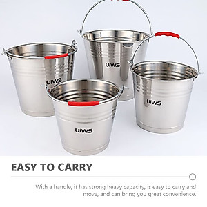 Zerodeko Stainless Steel Bucket Galvanized Bucket with Lid Industrial Bucket Circle Vase Galvanized Buckets Portable Water Kettle Dog Kennel Bucket Baby Metal Plastic Wastebasket