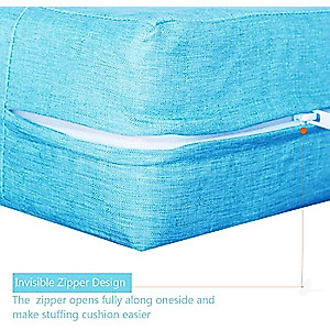 youngseahome Patio Seat Cushion Covers,Washable Slip Covers Replacement,Waterproof Outdoor Furniture Chair Cushion Pillow Seat Cover for Couch,Garden,Sofa,Aqua,22"×20"×4"(4 Covers Only)