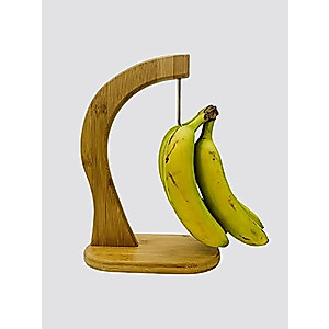 JapanBargain 4095, Bamboo Banana Hanger Bamboo Wood Banana Hook Fruit Holder Grape Holder Countertop Large Banana Holder Stand