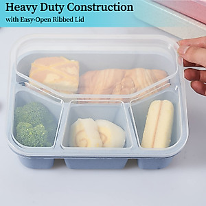 xhongz 4 Compartment Meal Prep Lunch Containers for Adults, 4 Pack Bento Lunch Box, Durable BPA Free Plastic Reusable Food Storage Containers with lid, Microwave/Dishwasher Safe