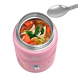 MINCOCO Insulated Food Jar Thermos for Hot Food, Lunch Container Keeps Hot/Cold, Stainless Steel Vacuum Bento Lunch Box for Kids/Adults with Spoon, 17 Ounce, Galaxy Series