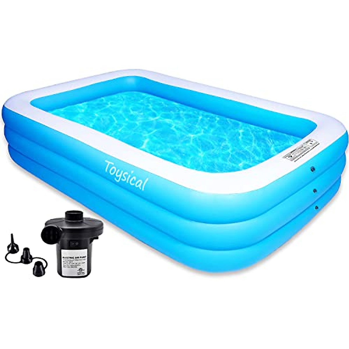 Toysical Inflatable Pool for Kids and Adults with Pump - 118 x 72 x 22 - More Durable Than Other Blow up Pools for Adults - Includes Patches
