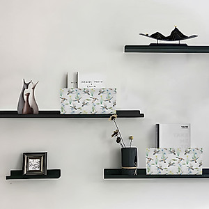 Oyihfvs Flying Mallard Ducks Yellow Blue Iris Lotus with Leaves on White 2 PCs Rectangle Foldable Felt Storage Bin, Collapsible Cube with Handles Thick Fabric Box Organizer Clothes Supplies for Home