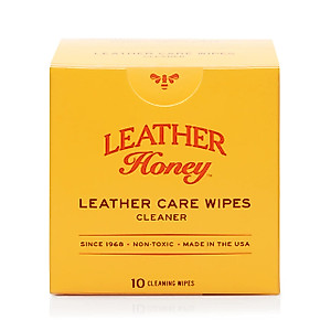 Leather Honey Leather Cleaner Wipes - Clean Leather On-The-Go - The Best Leather Cleaner for Vinyl and Leather Apparel, Furniture, Auto Interior, Shoes and Accessories - 10 Ready-to-Use Wipes