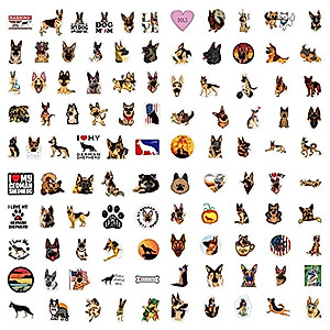 German Shepherd Dog Stickers 100 Pcs Vinyl Stickers for Water Bottles Laptops Phone Skateboard Funny Pet Dogs Decals for Kids Teens Adults (German Shepherd)