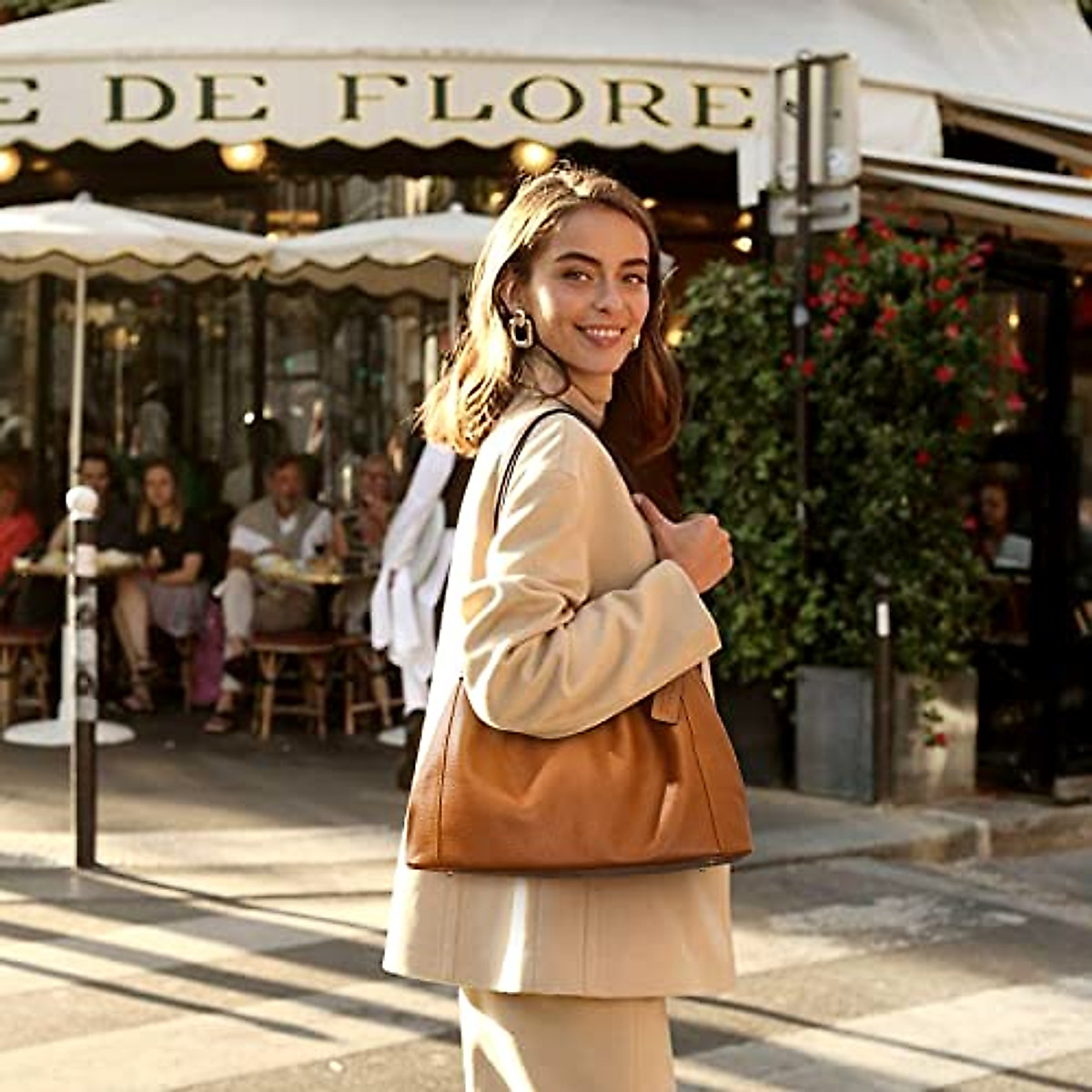Kattee Soft Women Genuine Leather Hobo Totes Purses and Handbags Satchel Top Handle Shoulder Bags (Brown)