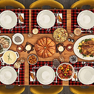 visesunny Merry Christmas Red Buffalo Plaid Truck Placemat Set of 4 Table Mat Desktop Decoration Placemats Non Slip Stain Heat Resistant 12x18 in for Dining Home Kitchen Indoor