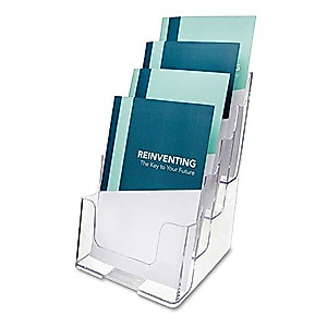 Dazzling Displays Clear Acrylic 4-Tier Brochure Holder for 6"W x 9"H - Half-Page Material (1)