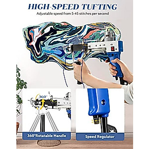 Tufting Gun, Carpet Weaving Machine, 2 in 1 Cut and Loop Pile Electric Tufting Gun, 5-45 Stitches/s High Speed Rug Gun, 4-19mm Adjustable Pile Height, Hand Tufting Gun for Handmade DIY (Tufting cloth)