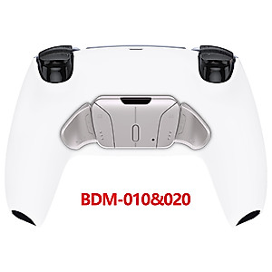 eXtremeRate White Programmable Real Metal Buttons (RMB) Version RISE4 Remap Kit for PS5 Controller BDM 010 & BDM 020, Upgrade Board & Redesigned Back Shell & 4 Back Buttons for PS5 Controller