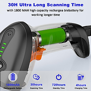 Bluetooth Wireless Barcode Scanner Versatile 3-in-1 (2.4Ghz Bluetooth6.0 Wireless+USB 2.0 Wired) Rechargeable symcode 1D Laser Barcode Reader USB Handheld Bar Code Scanner Wireless Barcode Reader