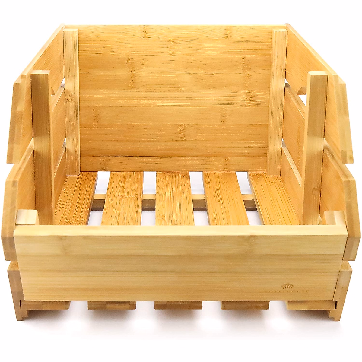 ROYALHOUSE Bamboo Fruit Basket, Stackable Basket, Fruit & Vegetable Storage For Kitchen Countertop, Bamboo Fruit Bowl, Tabletop Fruit Serving Bowl (Pack of 2)