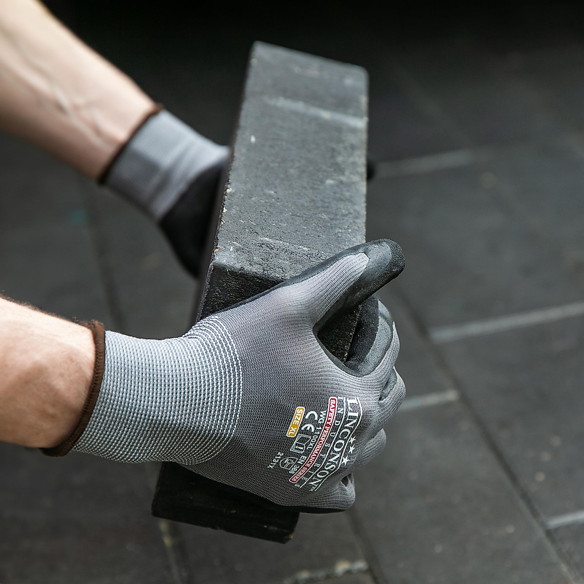 linconson 12 Pack Safety Performance Series Construction Mechanics Work Gloves (L (Pack of 12), Grey)