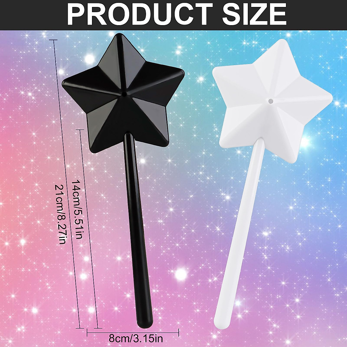 2 Pcs Magic Wand Salt and Pepper Shakers, Star Wand Salt and Pepper Shakers (black & white)