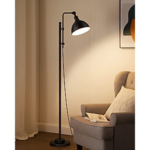 EDISHINE Industrial Floor Lamp, Adjustable Height & Head with Rotary Switch, Rustic Reading Lamp in Aged Black Finish, 65IN Farmhouse Standing Tall Metal Lamp for Living Room, Bedroom, Office