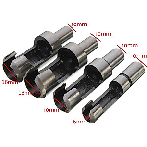 CAIDU 8pcs Wood Plug Cutter Cutting Tool Drill Bit Set Straight and Tapered Taper 5/8" 1/2" 3/8" 1/4" Woodworking Cork Drill Bit Knife