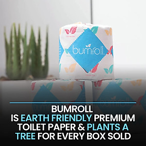 Bumroll Made in USA, 24 Premium Earth Friendly Recycled Toilet Paper Rolls - Soft, Absorbent & Eco-Friendly Bathrooms Tissue Rolls for Home & Office - Septic Safe & RV-Friendly - Bulk Toilet Paper