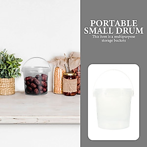 Clear Plastic Ice Cream Bucket: 10Pcs 1L Small Transparent Buckets with Lids Handles Reusable Food Container for Ice Cube Dry Fruits Nuts Grains