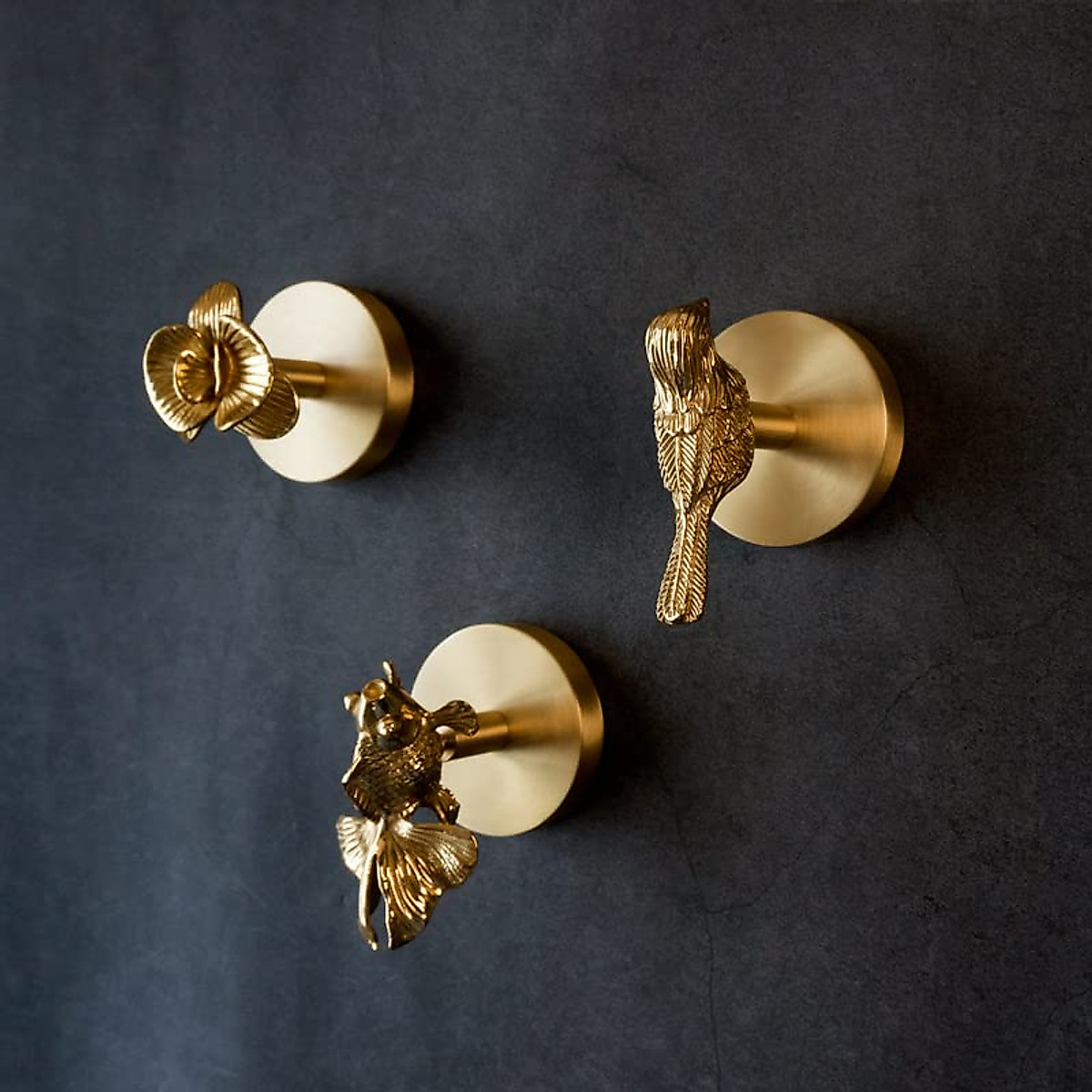 MFYS Brass Bird Coat Rack Robe Wall Hooks Hat Dragonfly Hanger for Bedroom Kitchen Various Shapes Animal Deer Decor Home Accessories (1, Butterfly)