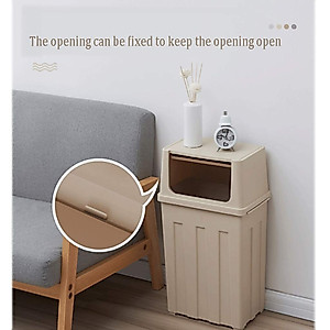 Rubbish Bin Covered Side Opening Trash Can for Home, Kitchen, and Bathroom Garbage, 11 Gallon，Pulley Trash can dustbin (Color : Light Brown, Size : Pulley)