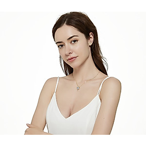 LAVUMO Heart Necklaces for Women 925 Sterling Silver Pendant Jewelry Necklace Silver Rose Gold Love Birthstone Necklace for Her Girlfriend Wife Valentines Day Birthday Women Jewelry Gifts