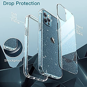 JETech Glitter Case for iPhone 12/12 Pro, 6.1-Inch, Bling Sparkle Shockproof Phone Bumper Cover, Cute Sparkly for Women and Girls (Clear)