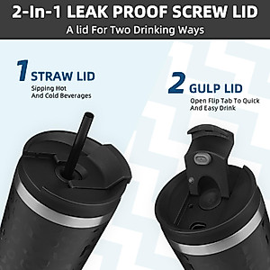 BJPKPK 18oz Insulated Tumbler With lid And Straw Stainless Steel Tumblers Travel Coffee Mug Reusable Thermal Cup,Black Leopard