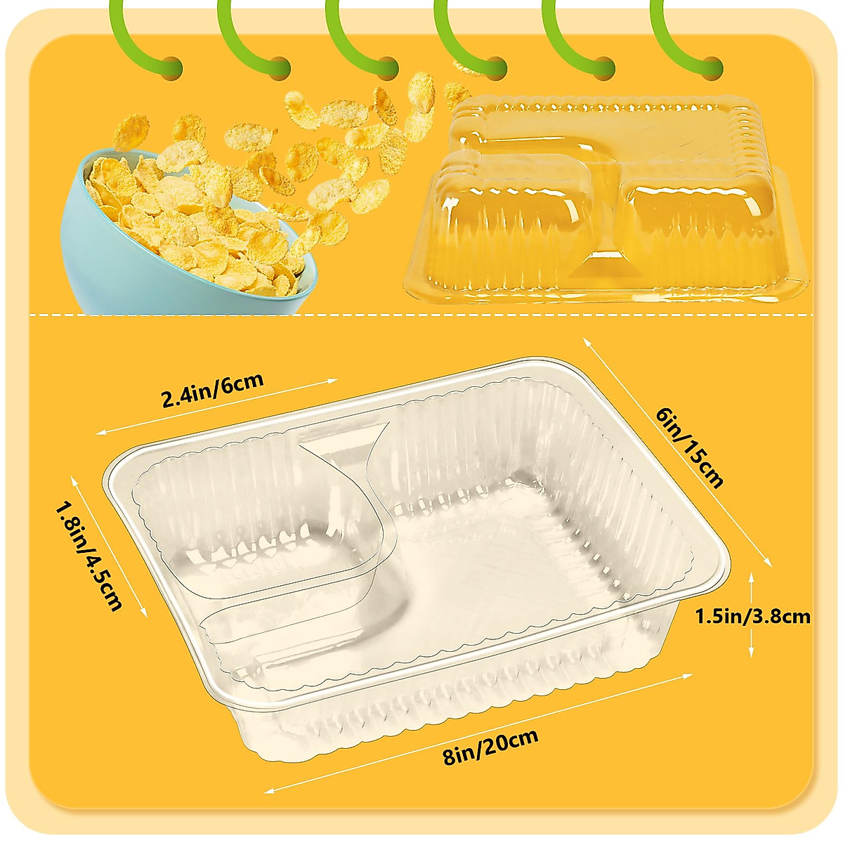 100 Pcs Nacho Trays 22oz, 6"x8" Nacho Tray Disposable Clear Nacho Trays 2 Compartments for Snack Taco Chip