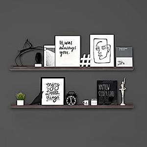 JOLLYMER Floating Shelves for Wall Collage, Picture Ledge Shelves, 48-inch, Set of 2, Espresso